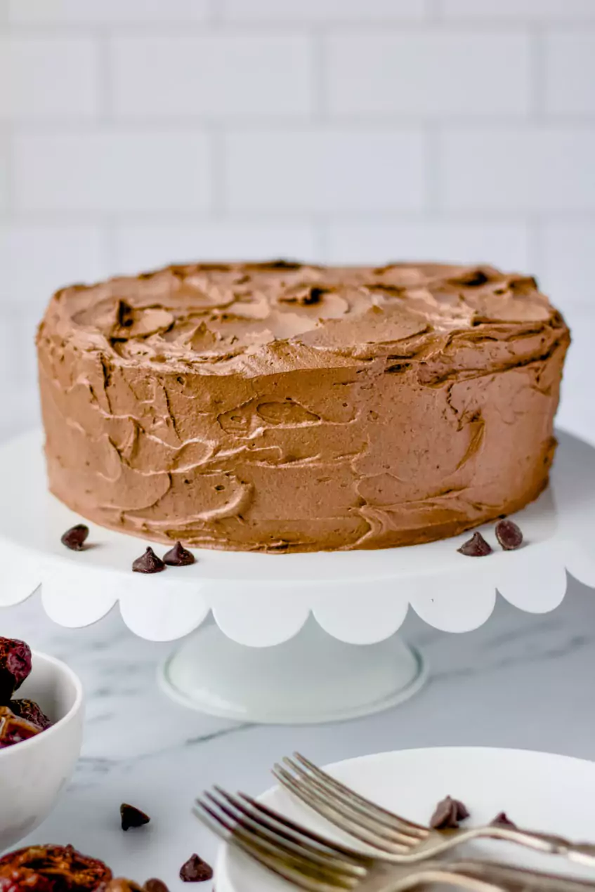 Date Sweetened Chocolate Layer Cake (Easy Recipe)