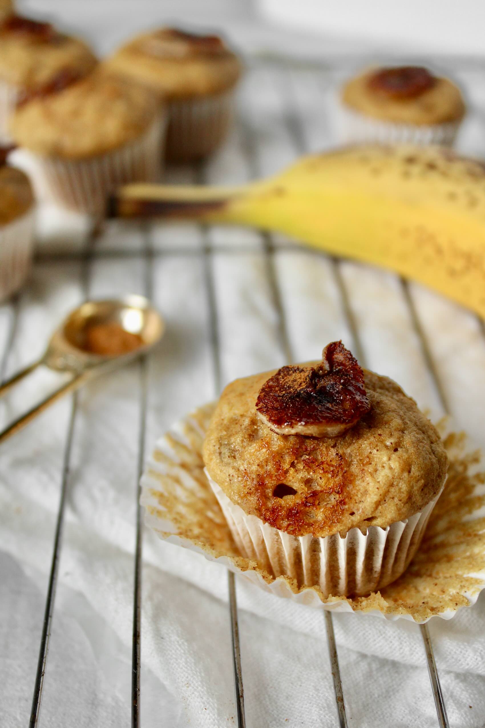 Whole Wheat Caramelized Banana Mini Muffins
